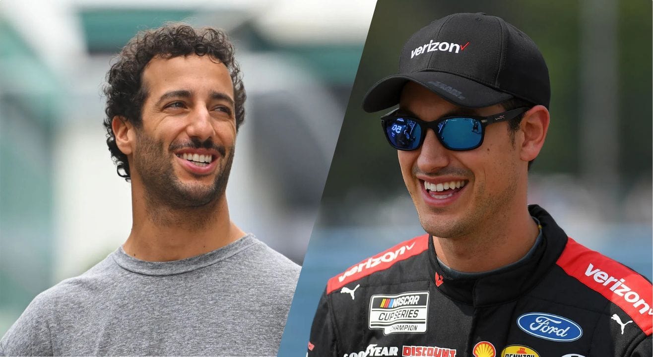 Joey Logano crosses paths with former F1 driver Daniel Ricciardo at ...