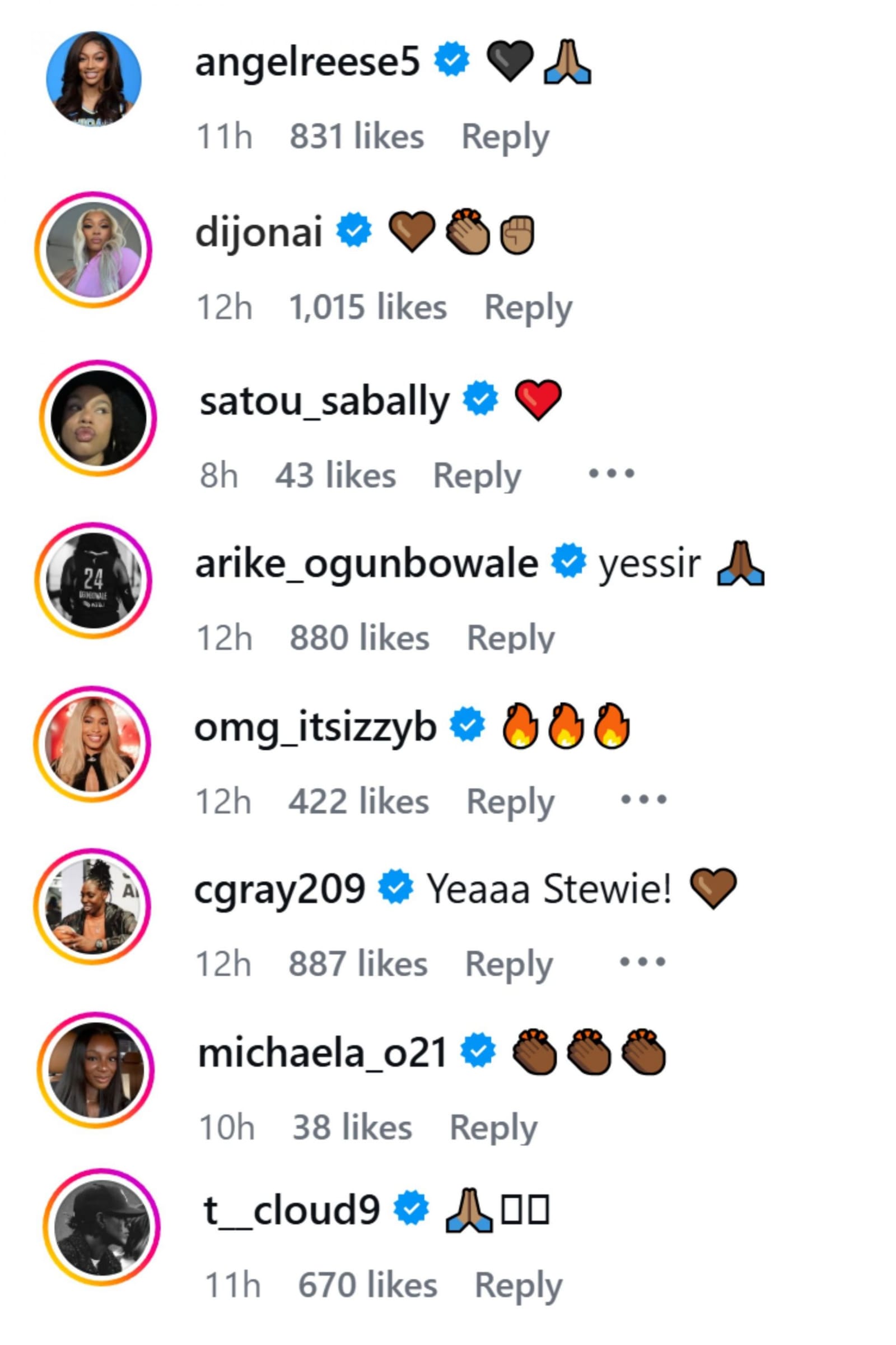 Angel Reese, DiJonai Carrington and more WNBA Stars Show Support to ...