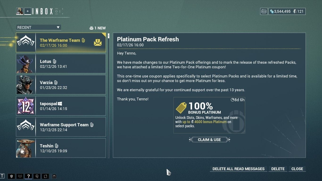 Warframe double-Platinum week: What you should know about the BOGO Coupon