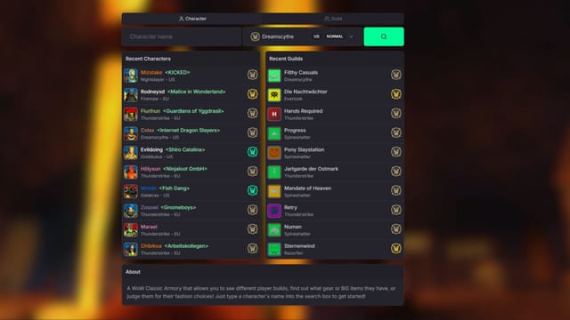 Does WoW Armory work for TBC Classic?