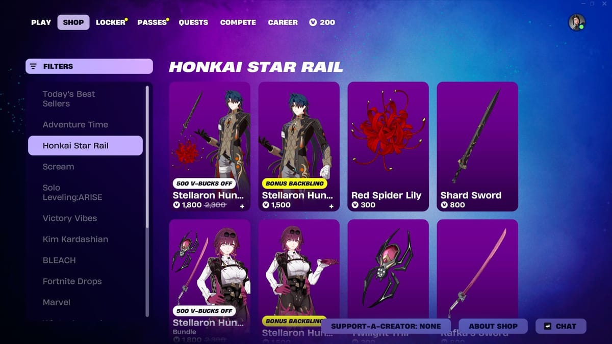 How to get the Honkai Star Rail skins in Fortnite: Stellaron Hunter ...