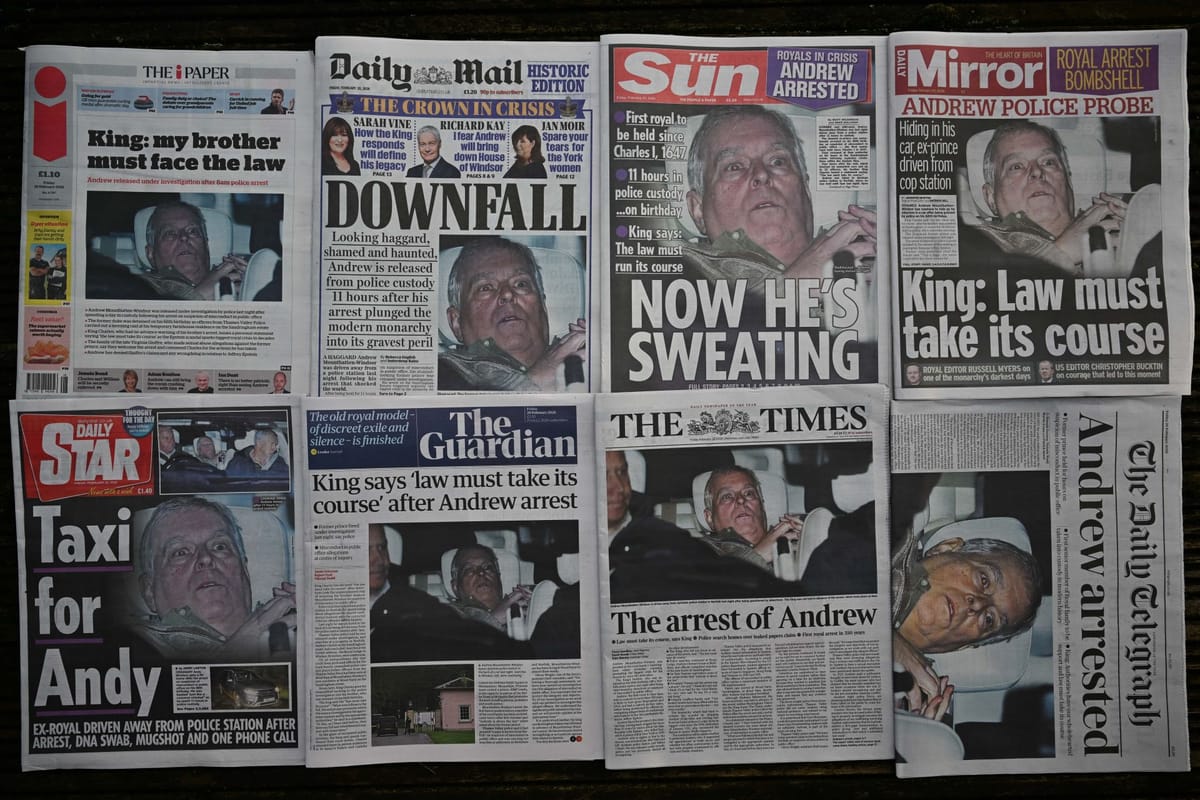 Photo of a shell-shocked former Prince Andrew slumped at the back of ...