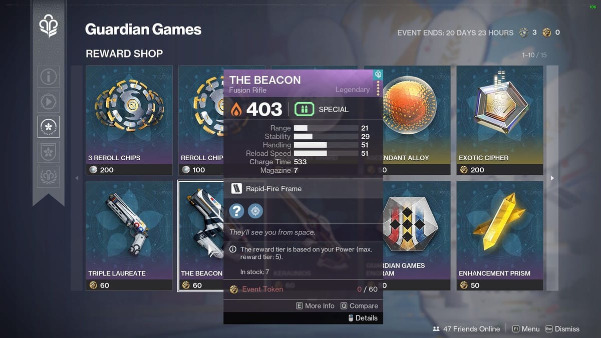 The Beacon god roll guide for Destiny 2 PvE and PvP