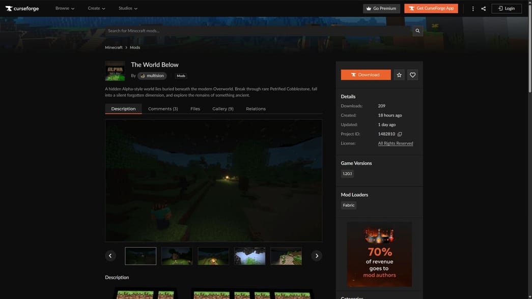 This new mod adds Minecraft Alpha version below Overworld's bedrock layer