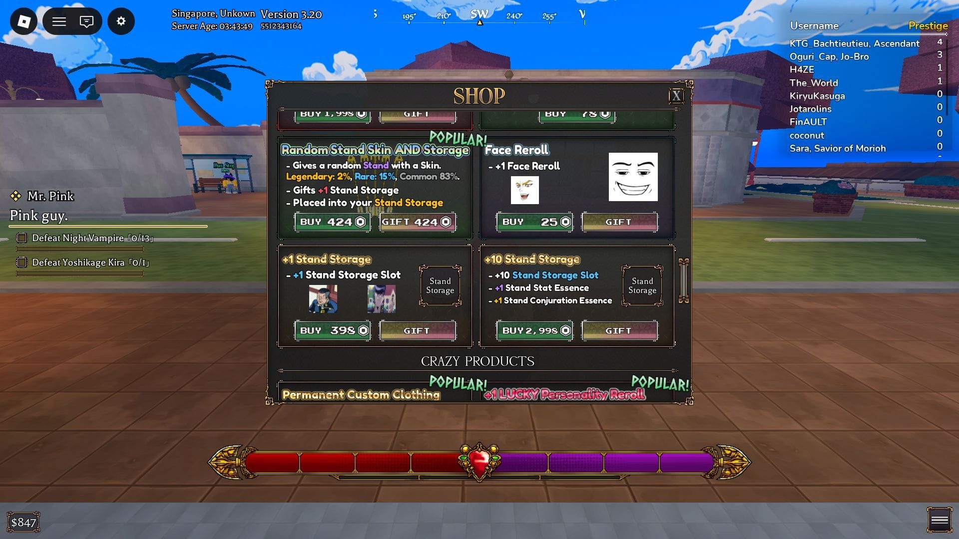 How to get more Stand Storage in Bizarre Lineage