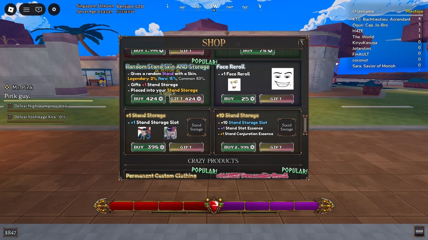 How to get more Stand Storage in Bizarre Lineage