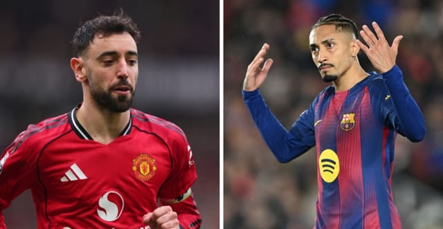 Bruno Fernandes reacts to ex-teammate and Barcelona captain Raphinha ...