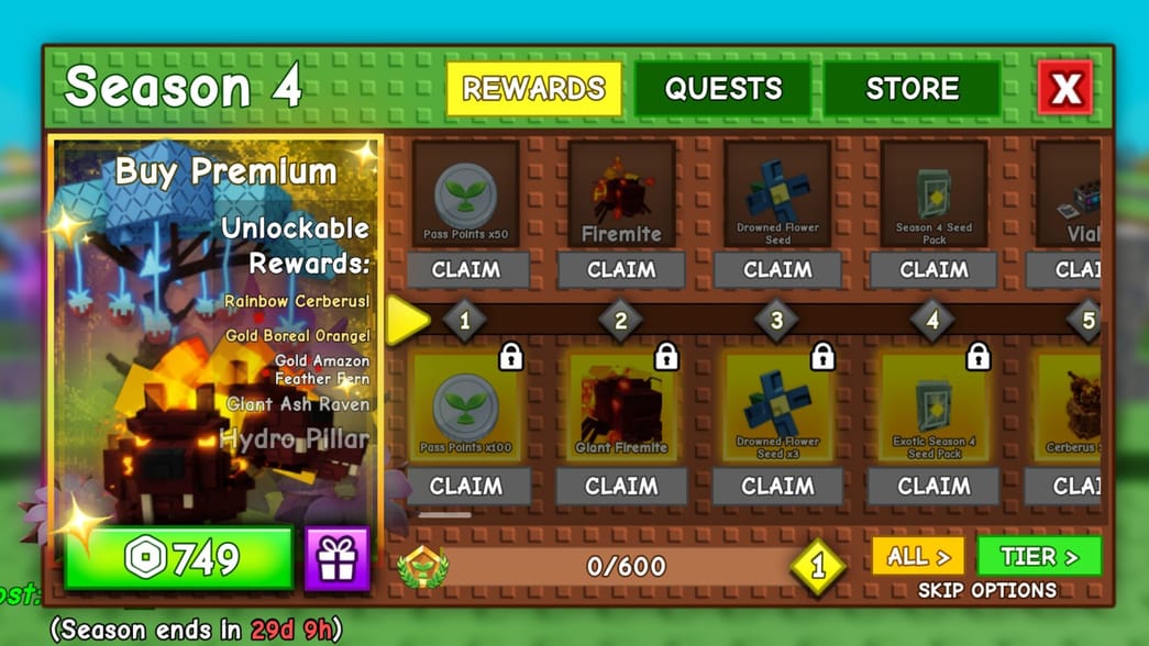 Grow a Garden Season Pass 4 guide: All rewards, premium price, and more