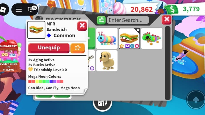 Adopt Me MFR Sandwich pet guide