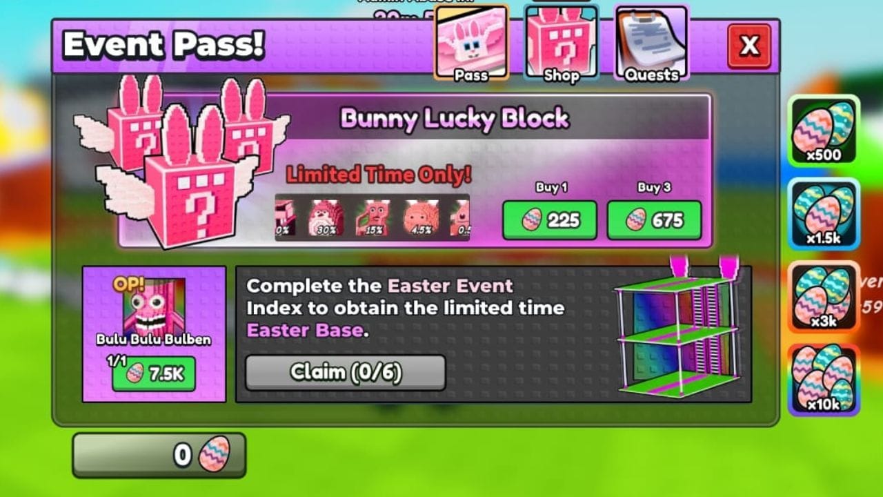 Be a Lucky Block Easter Event patch notes