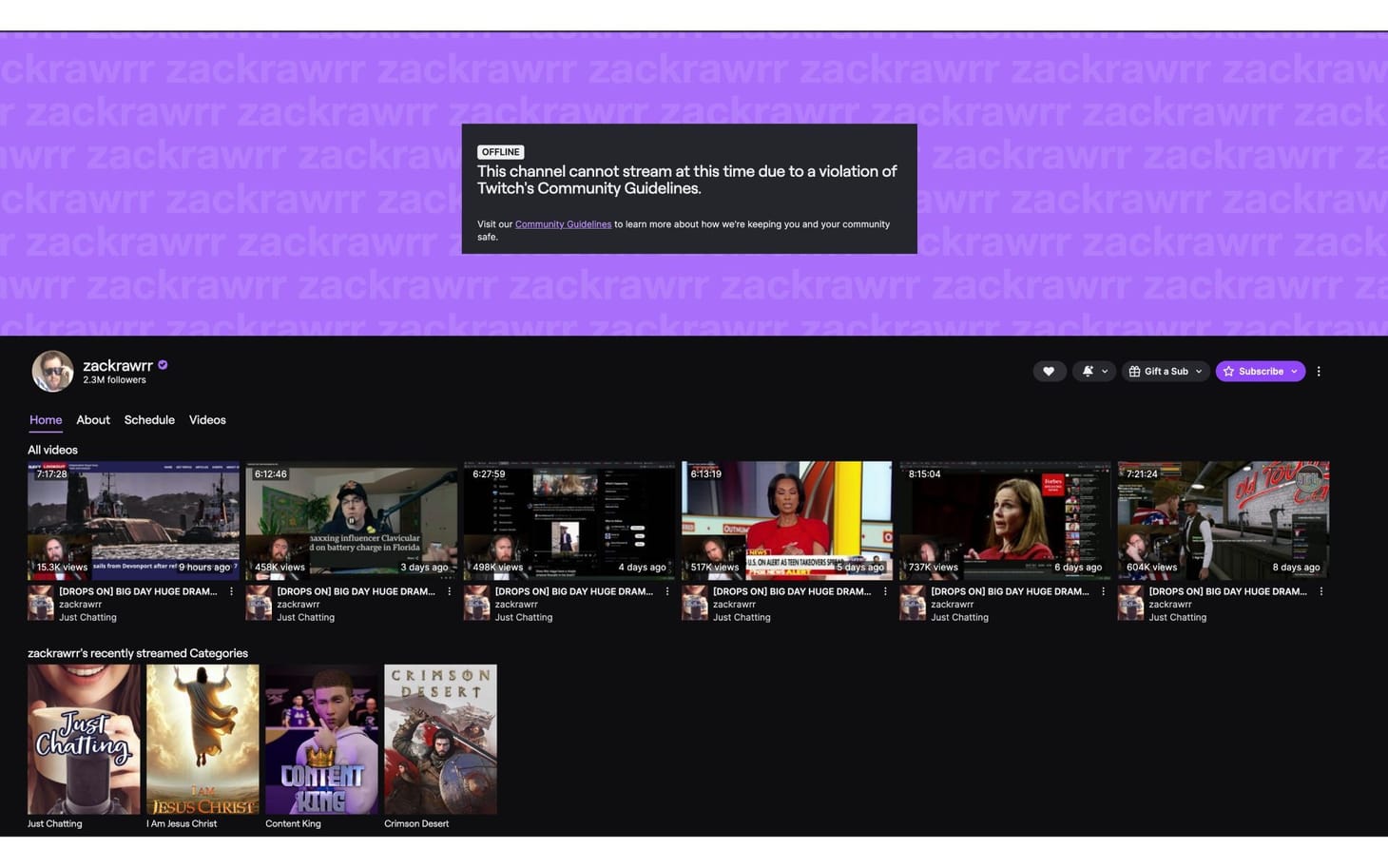 Asmongold banned from Twitch