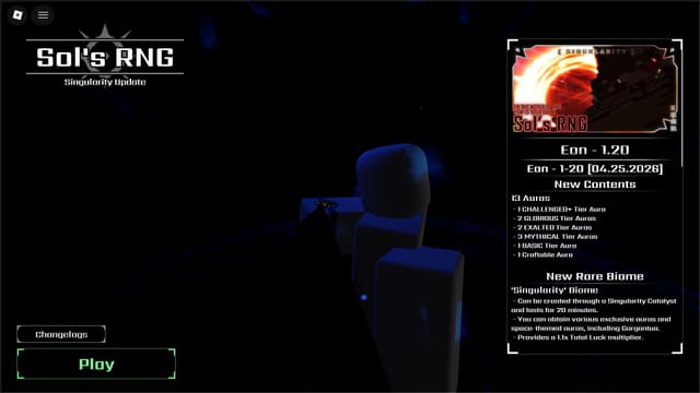 Sol’s RNG Singularity update patch notes