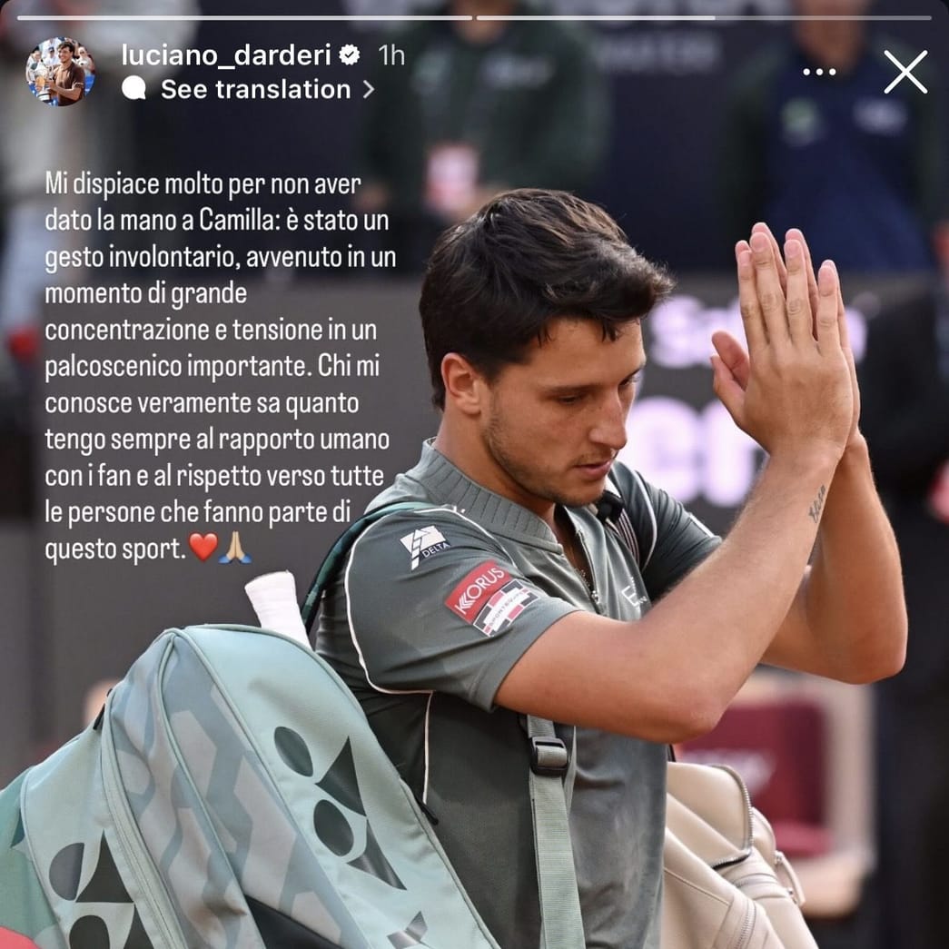 "I'm very sorry" - Luciano Darderi issues public apology after ...