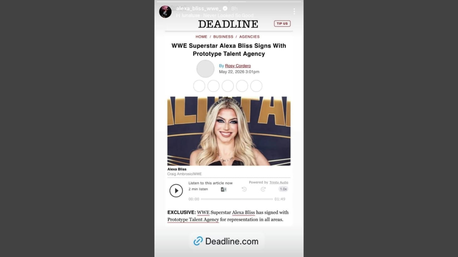 WWE star Alexa Bliss makes a major change for her future
