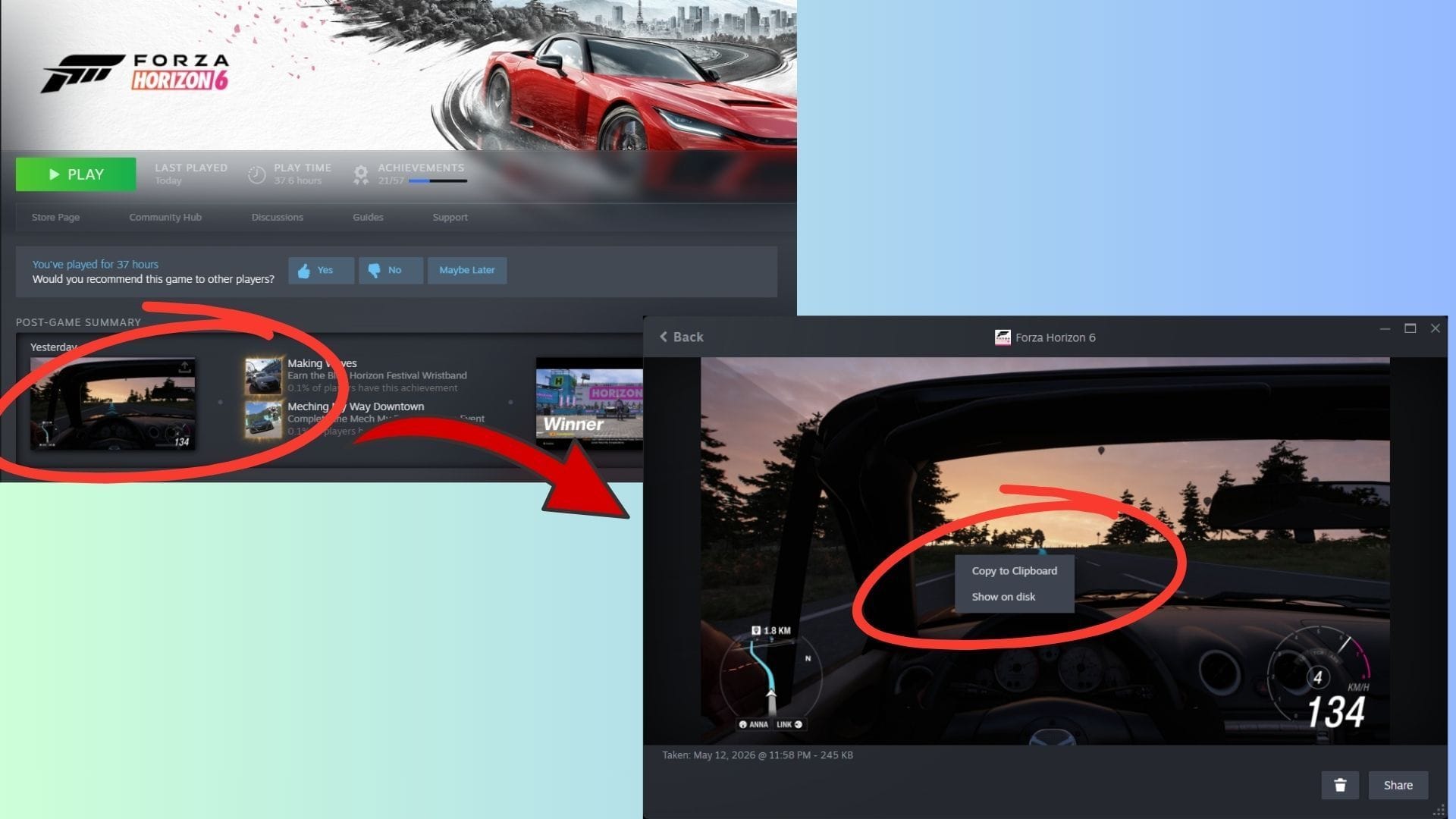 How to find Forza Horizon 6 screenshots on Steam