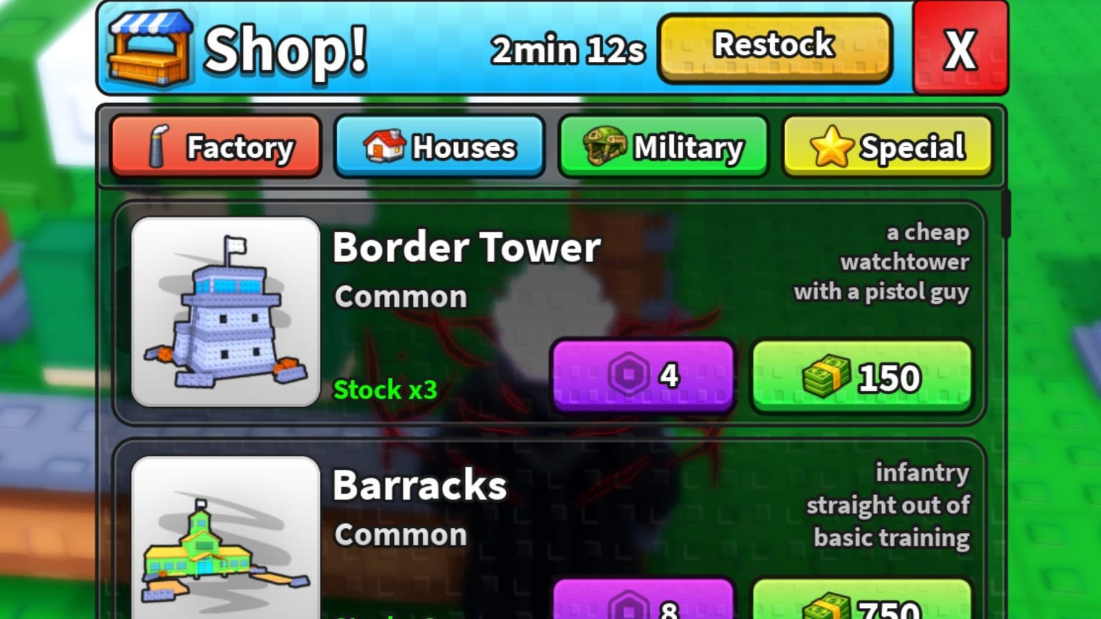 All Items in Mini War: Military, Factory, and more