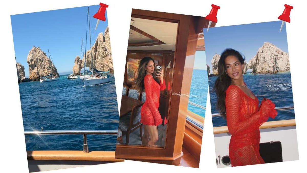 Jared Goff's wife Christen Harper slips into red bikini under fishnet ...