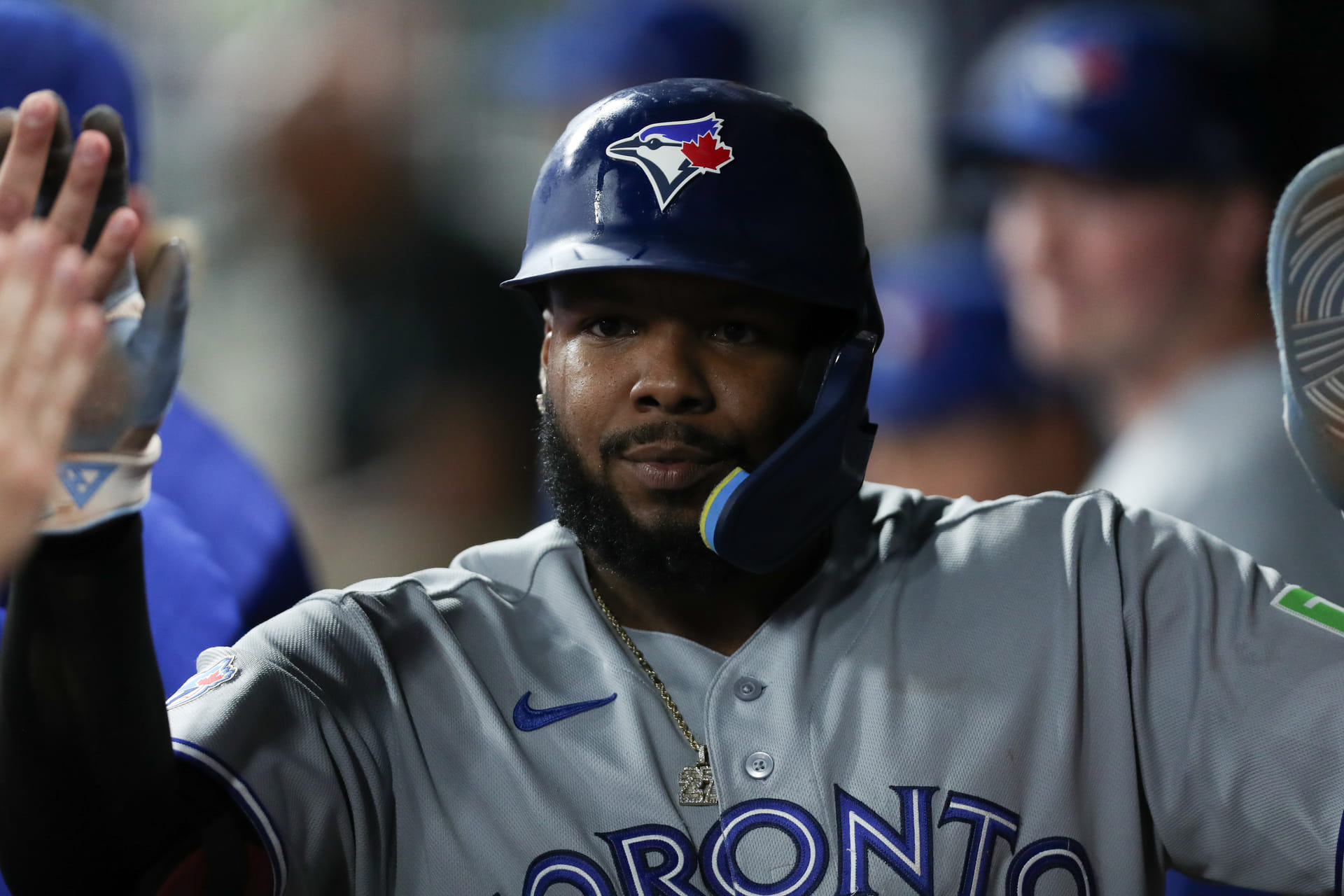 Vladimir Guerrero Jr.'s wife Nathalie turns up glamor in silver satin ...