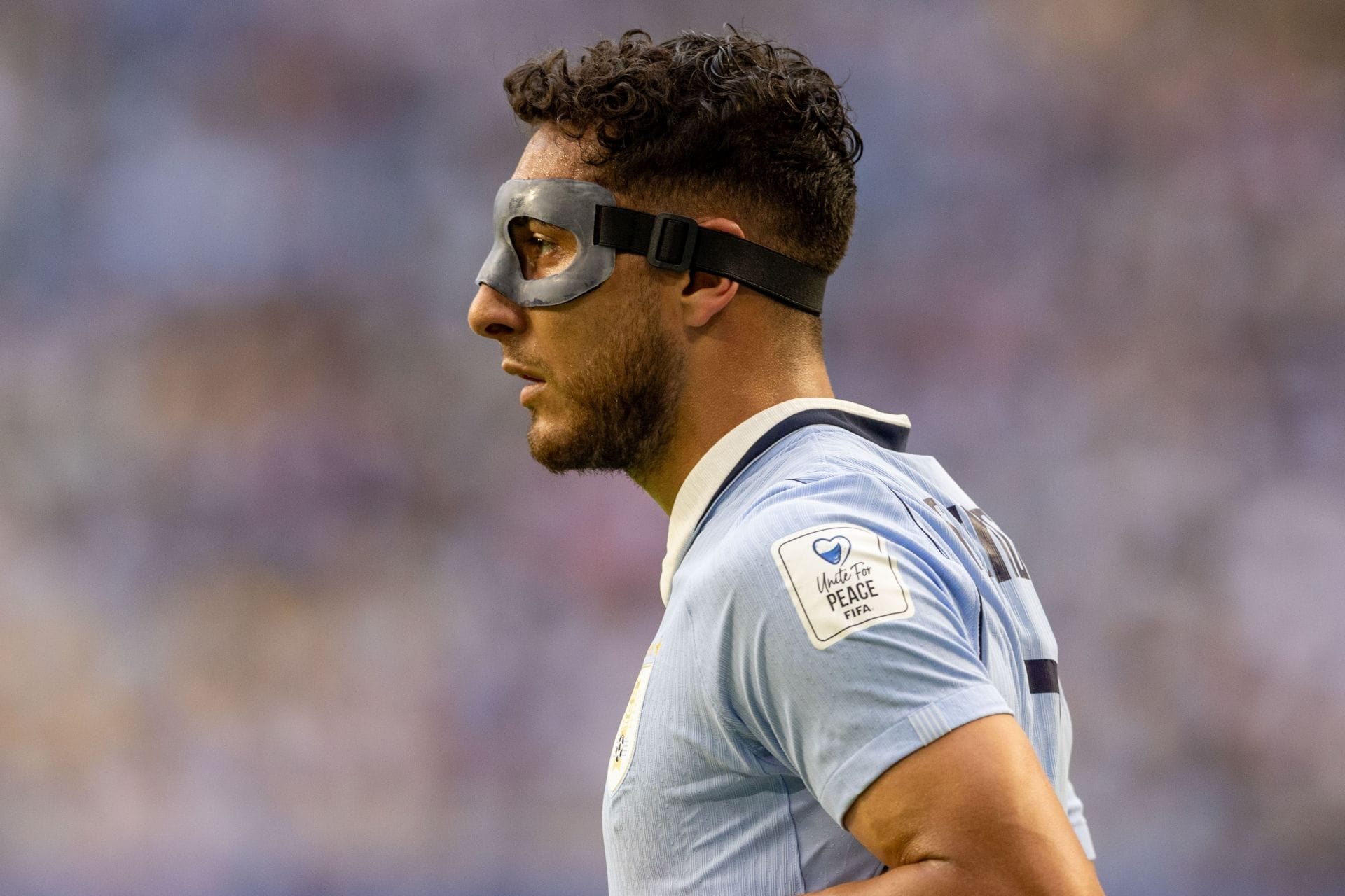 Why is Sebastian Caceres wearing the face mask during Saudi Arabia vs ...