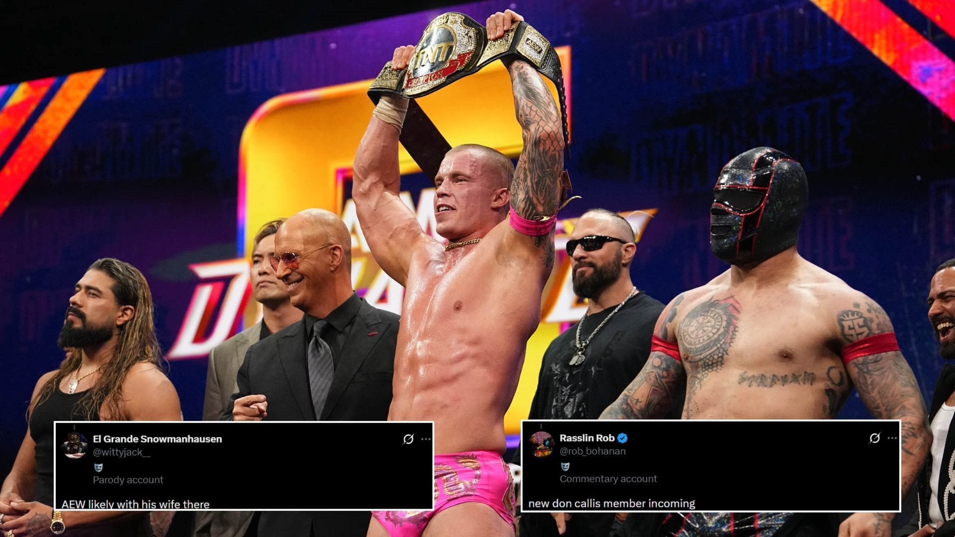"New Don Callis member incoming," "AEW likely with his wife there ...