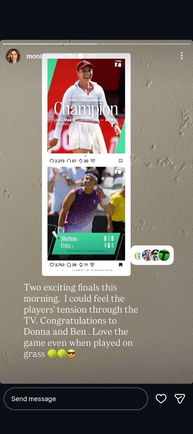Monica Seles sends rare message to Ben Shelton & Donna Vekic, Chris ...