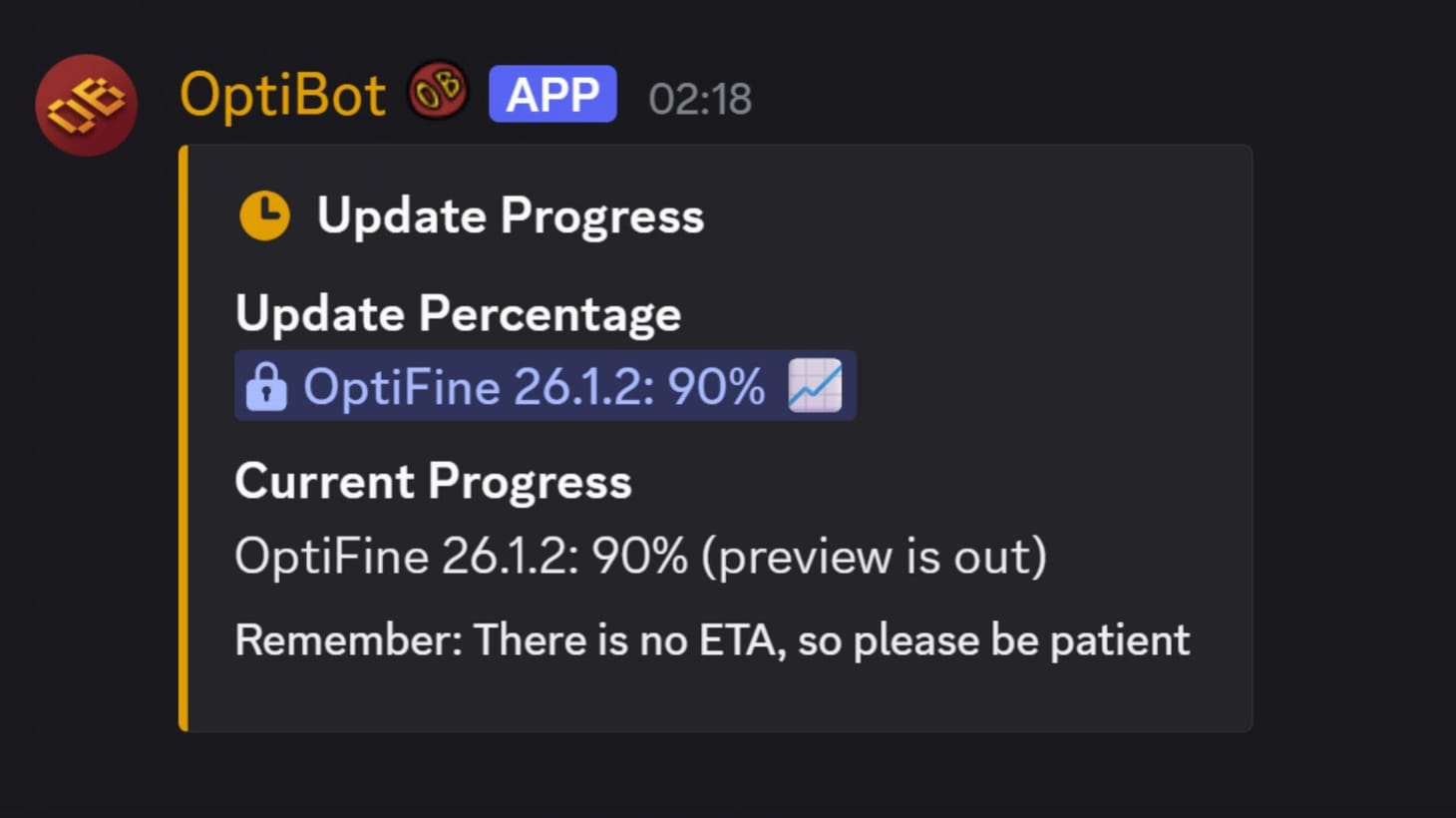 Is Minecraft 26.2 OptiFine available for download?