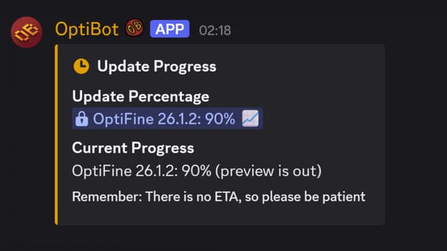Is Minecraft 26.2 OptiFine available for download?