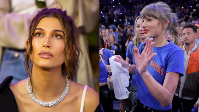 SPOTTED: Taylor Swift snapped in all-blue alongside Hailey Bieber, Tate ...