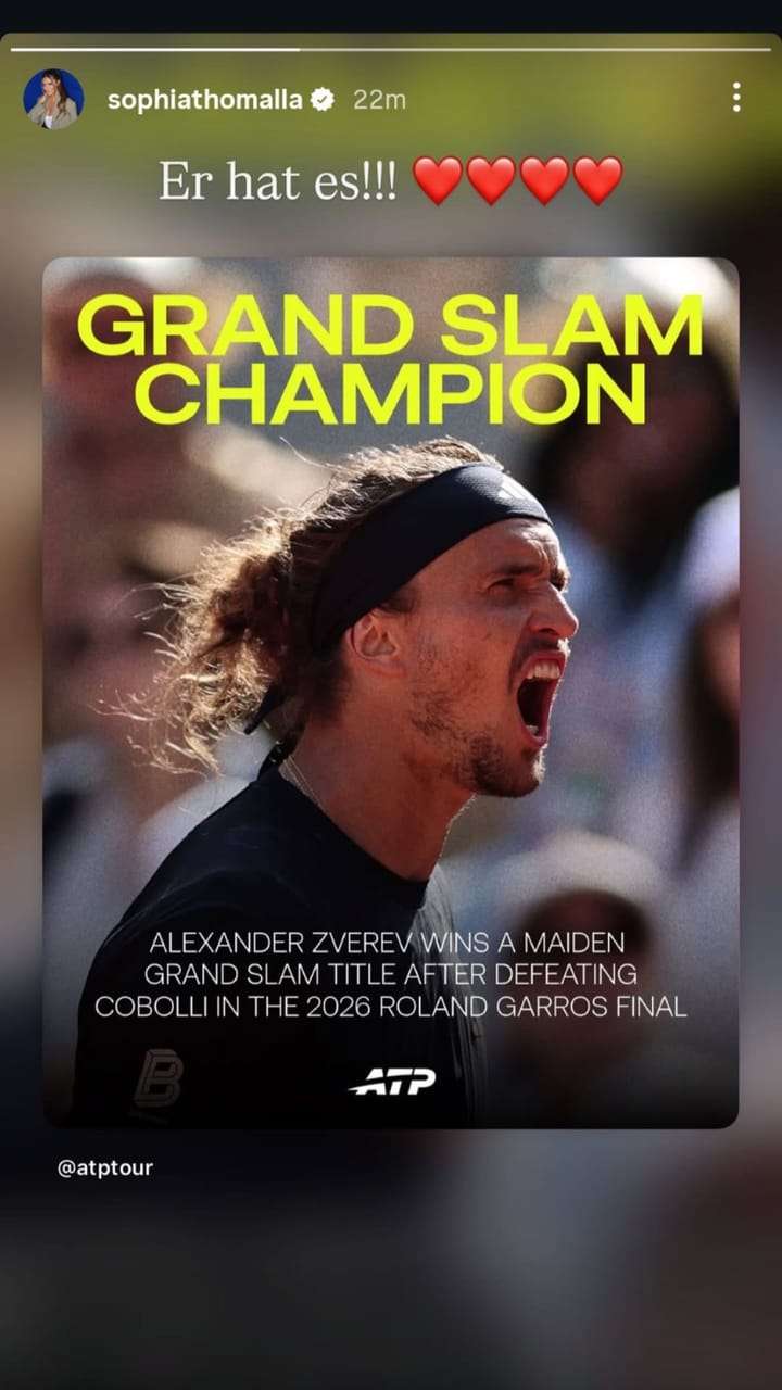 Alexander Zverev's girlfriend Sophia shares sweet message to French ...