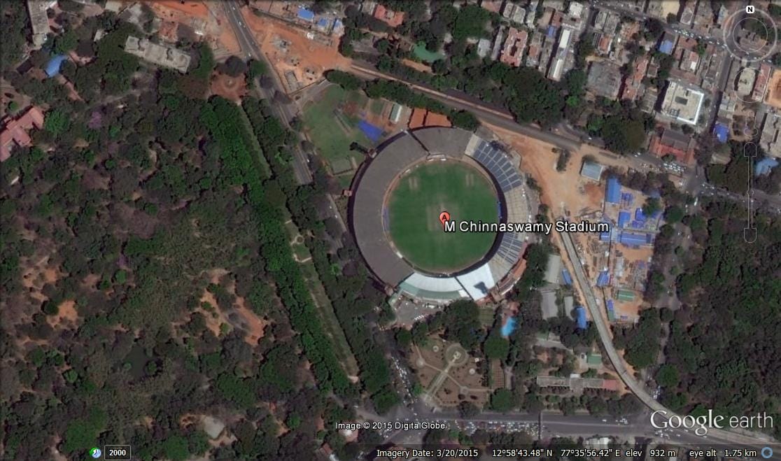 Google Earth view of all 12 Indian Premier League stadiums