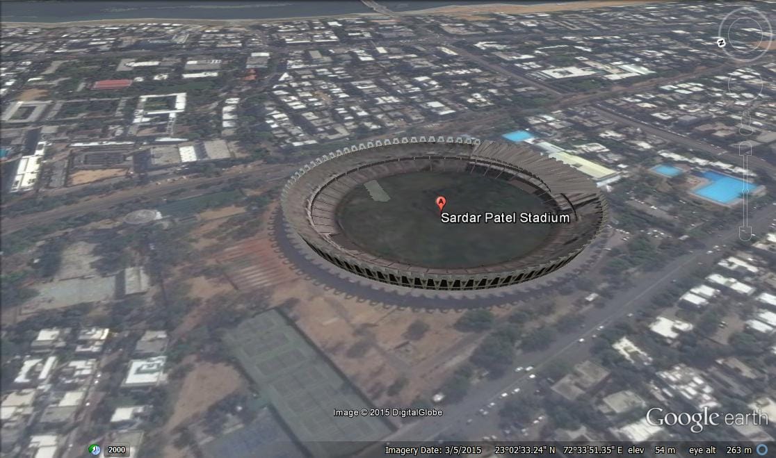 Google Earth view of all 12 Indian Premier League stadiums