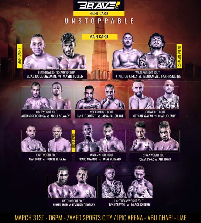 MMA News: Brave Combat Federation Announce Fight Card for Abu Dhabi